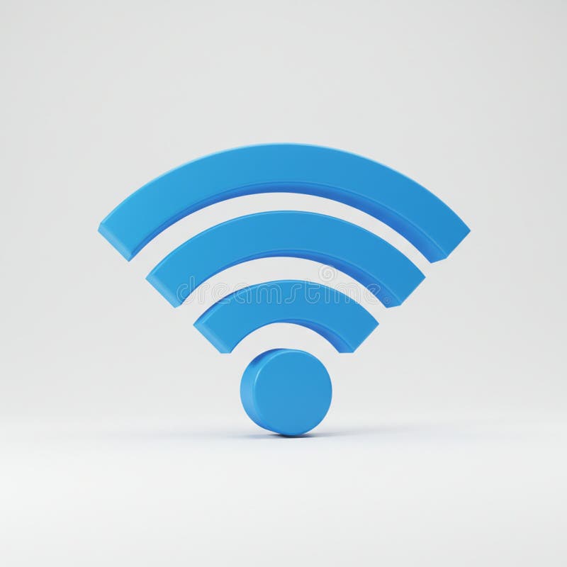Modern Blue 3D Wifi Signal Icon Digital Network Technology Web Data ...