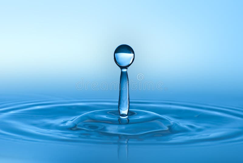 Clean Blue Drop of Water Splashing in Clear Water Stock Image - Image ...