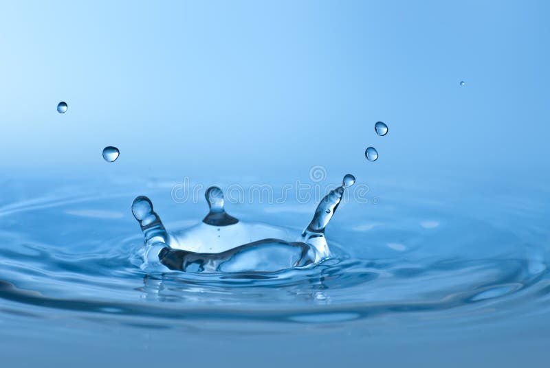 Clean Blue Drop of Water Splashing in Clear Water Stock Photo - Image ...