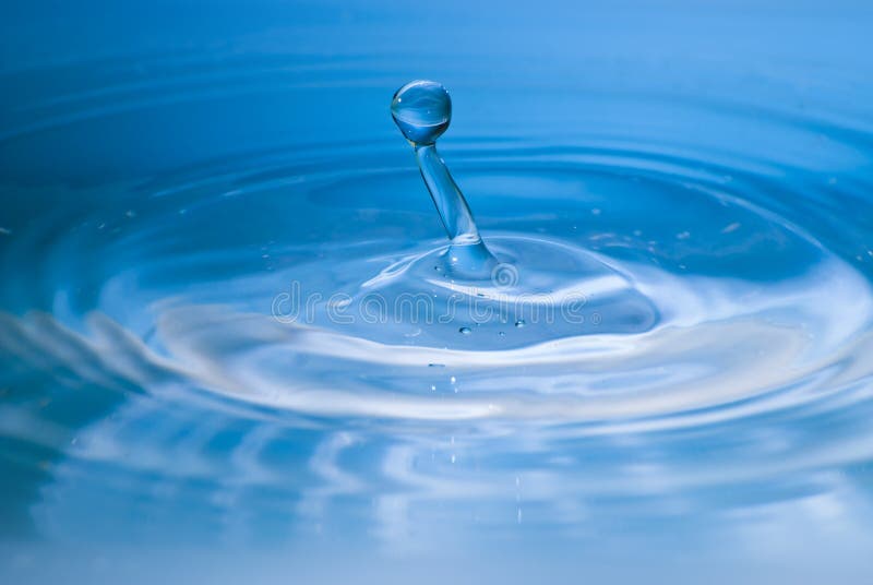 Clean Blue Drop of Water Splashing in Clear Water Stock Image - Image ...