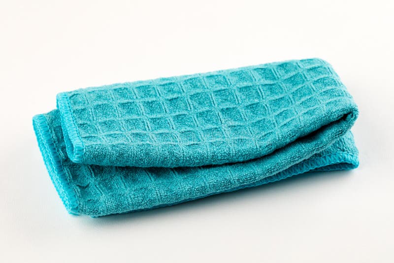 Clean Blue Kitchen Towel on White Background Stock Photo - Image of ...