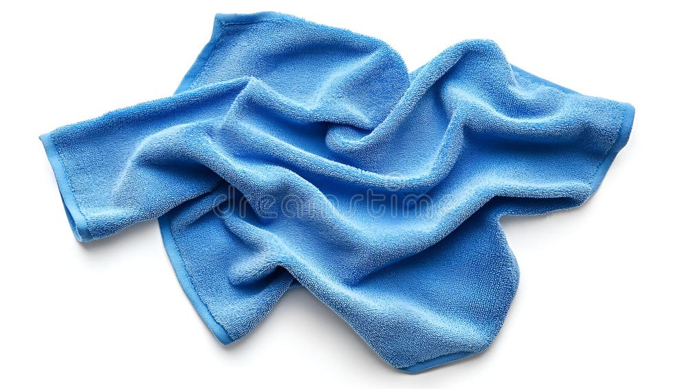 Clean Blue Microfiber Cloth Isolated on White, Top View Stock Image ...