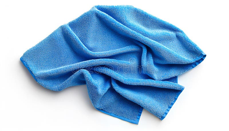 Clean Blue Microfiber Cloth Isolated on White, Top View Stock Image ...