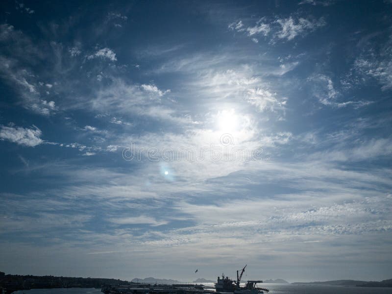 Clean Blue Sky with Clouds and the Horizon Stock Image - Image of ...