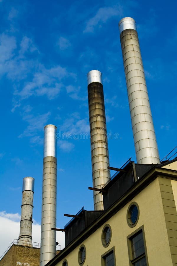 Clean Blue Sky and Old Factory Stock Photo - Image of fuel, warmhouse ...
