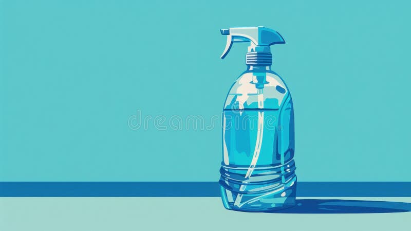 Clean, Blue Spray Bottle on Light Blue Background for Sanitation Stock ...