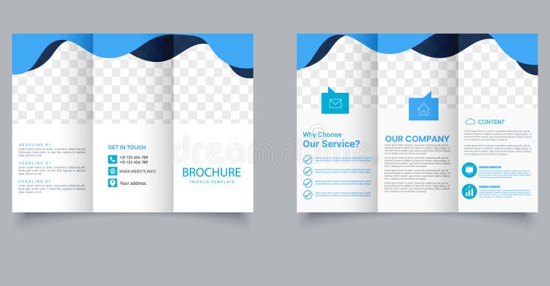 Clean Blue Trifold Brochure Template with Modern Wavy Header Design ...