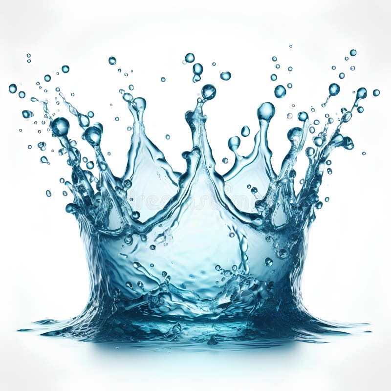 Clean Blue Water Splash Crown Shape Isolated on White Background Stock ...