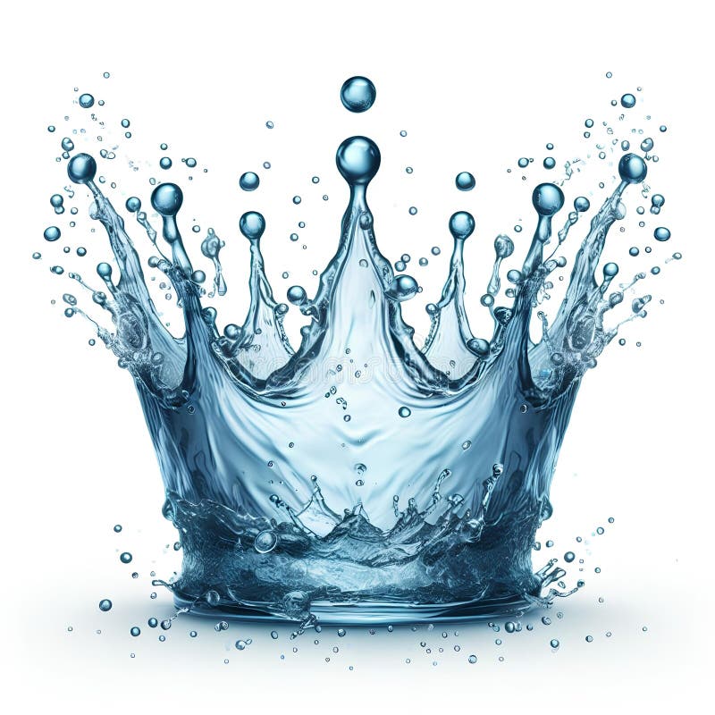 Clean Blue Water Splash Crown Shape Isolated on White Background Stock ...