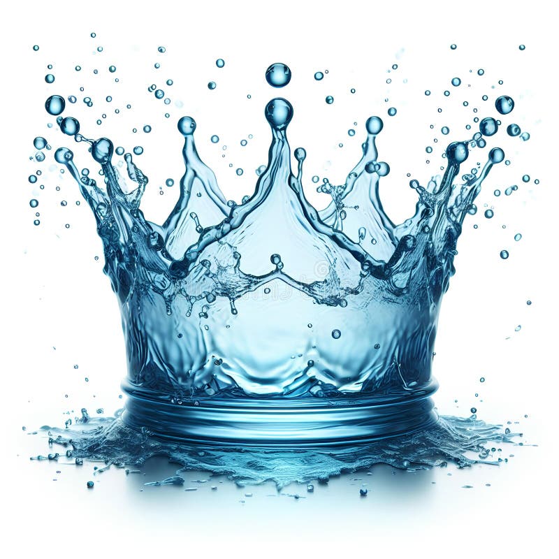 Clean Blue Water Splash Crown Shape Isolated on White Background Stock ...