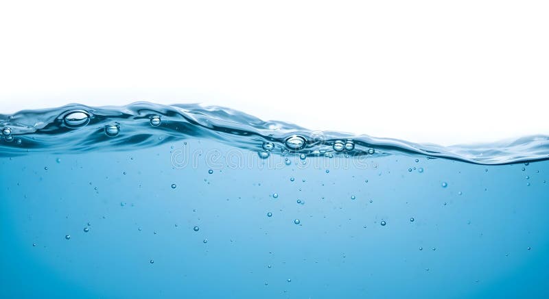 Clean Blue Water Surface with Bubbles and Gentle Wave Stock ...