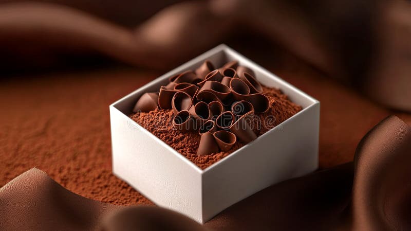 A Clean Box of Powdered Cocoa Styled with a Small Pile of Chocolate ...