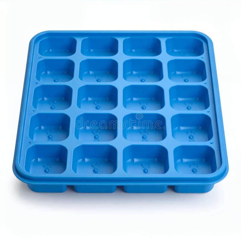 Vibrant Blue Ice Cube Tray with Multiple Square Compartments Viewed ...