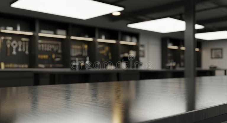 Clean Brushed Dark Gray Metal Tabletop in a Modern Professional ...