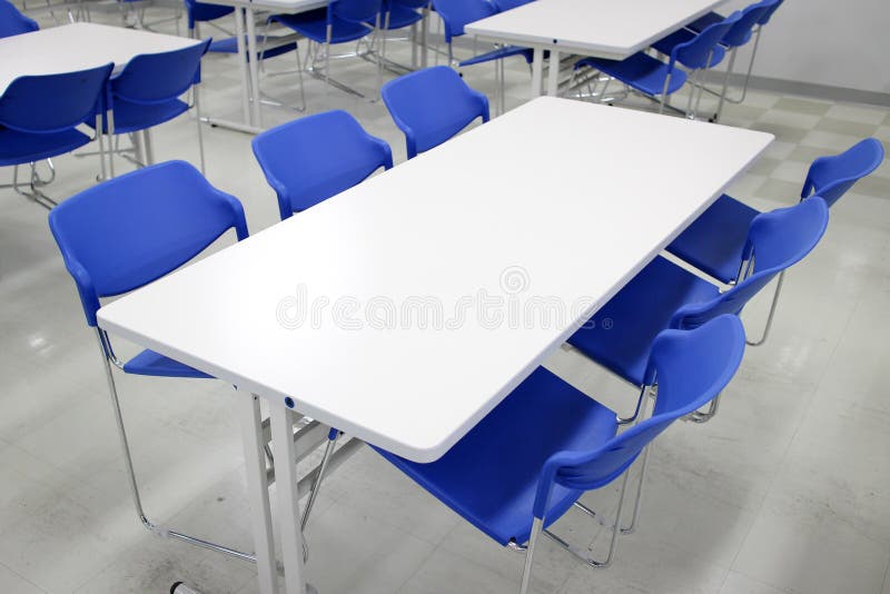 Clean Cafeteria with Empty Seats and Tables Stock Image - Image of ...