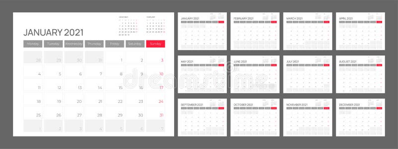 Clean 2021 Calendar Background Design Stock Vector - Illustration of ...