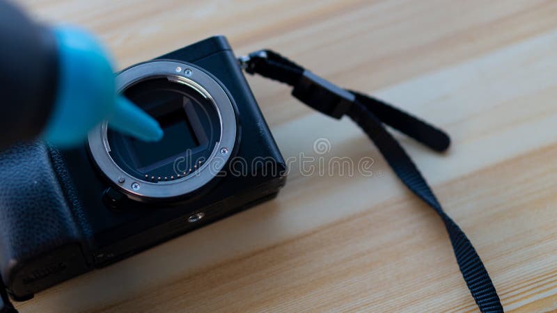 Clean the Camera Sensor and Blow it with a Rubber Ball. Stock Image ...
