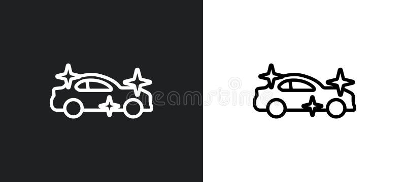 Clean Car Outline Icon in White and Black Colors. Clean Car Flat Vector ...