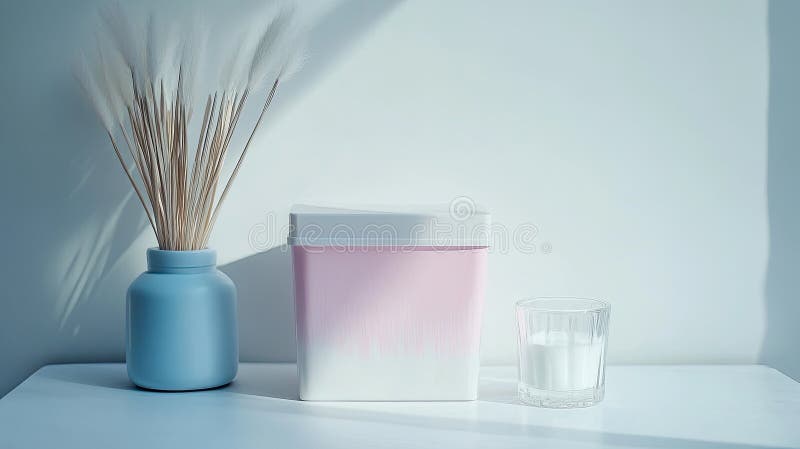 A Clean Carton of Fresh Kefir Styled with a Small Glass beside it on a ...