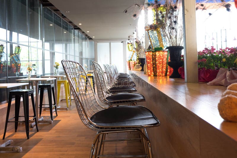 Clean Chair and Coffee Table in Cafe Background Stock Photo - Image of ...