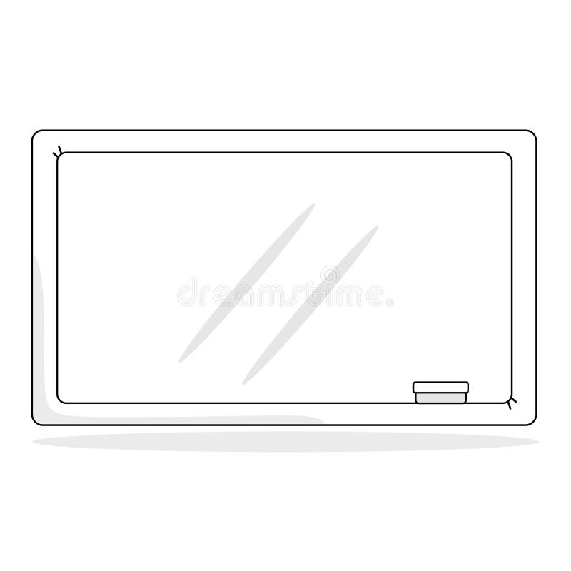 Clean Chalkboard with Eraser. Black and White Vector Illustration for a ...