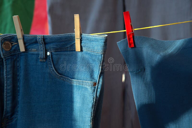 Clean Clothes Drying on a Rope Stock Image - Image of green, rope: 84666343