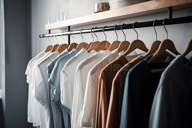 Clean Clothes On Hangers In The Laundry Room Neural Network Ai Generated Stock Illustration
