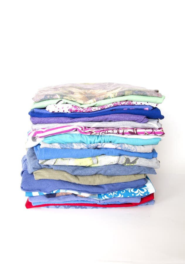 Clean Cloth Were Folded a Neat Pile Stock Image - Image of room, blue ...