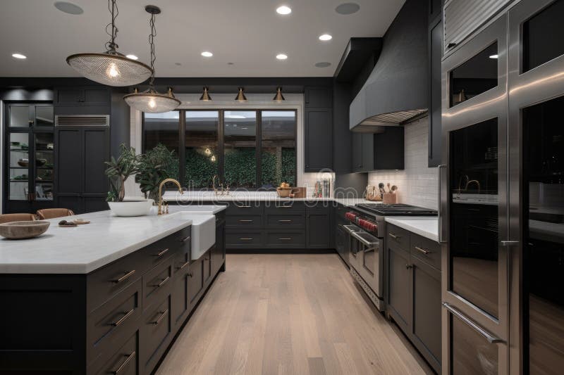 Clean, Clutter-free Kitchen with Sleek and Modern Appliances Stock ...