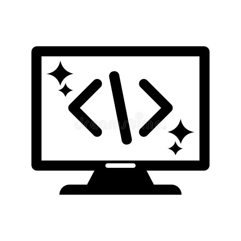 Clean Coding Code Icon Black Vector Graphics Stock Vector Illustration Of Site Outline