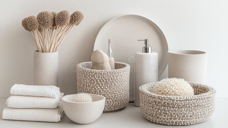 A Clean Collection of Curated Bathroom Accessories Styled with Soft ...