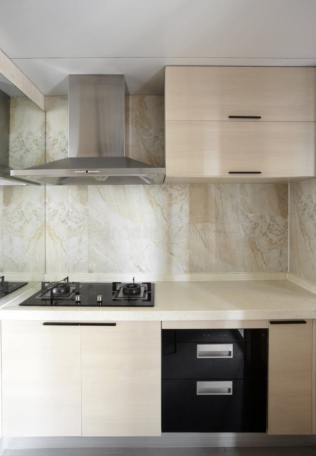 Clean and Comfortable Home Kitchen Stock Image - Image of design, gray ...