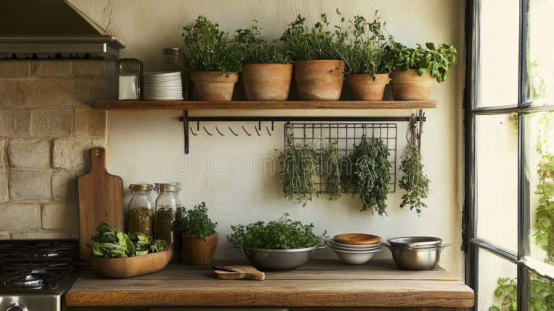 A Clean Compact Herb Drying Rack Styled in a Rustic Kitchen. Picture ...