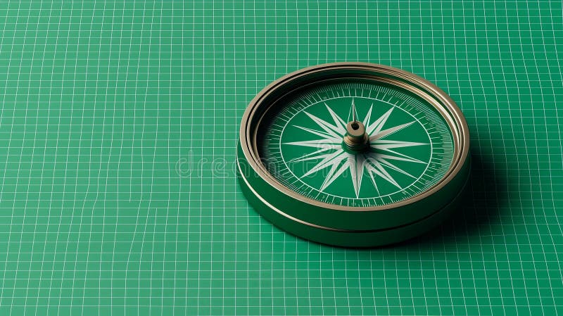 Clean Compass on Abstract Green Grid Background Stock Illustration ...