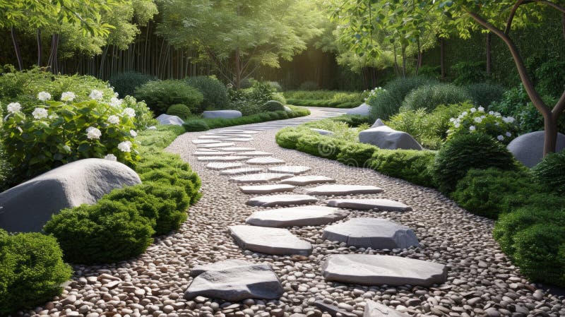 Clean Composition Capturing the Tranquil Beauty of a Minimalist Garden ...