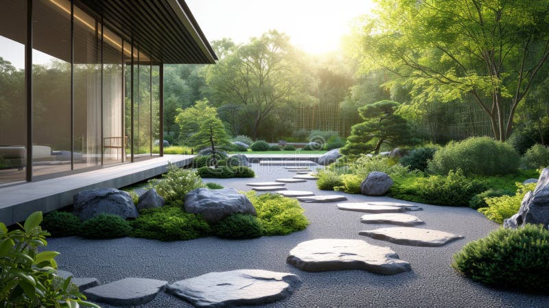 Clean Composition Capturing the Tranquil Beauty of a Minimalist Garden ...
