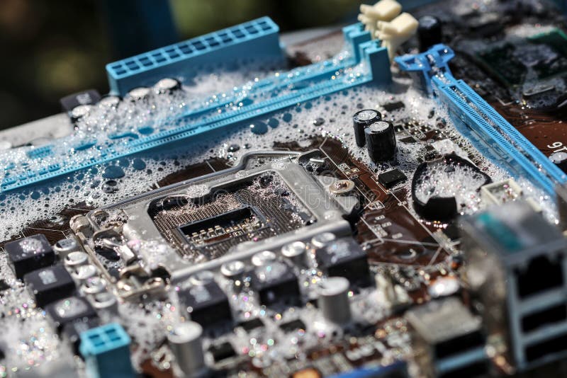 Clean the Computer Motherboard with Water and Detergent Stock Photo ...