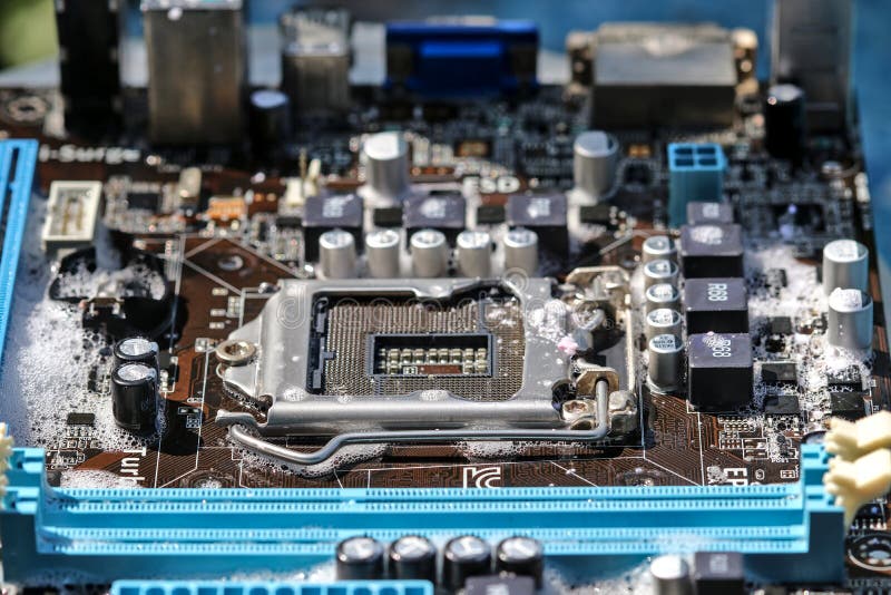 Clean the Computer Motherboard with Water and Detergent Stock Image ...