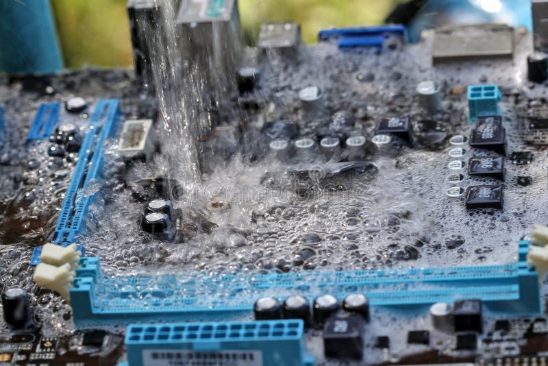 Clean the Computer Motherboard with Water and Detergent Stock Image ...