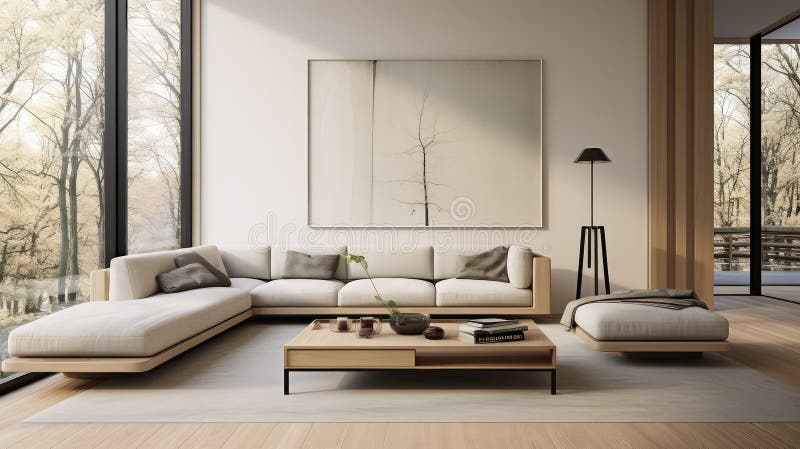 Clean Contemporary Interior Design Stock Illustration - Illustration of ...