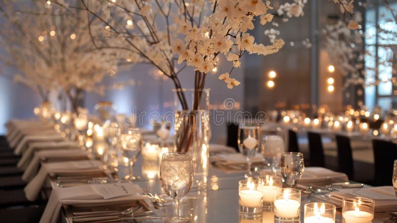 Clean and Contemporary Party Setting with Minimalist Touches Stock ...