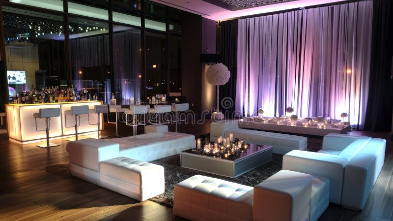 Clean and Contemporary Party Setup with Minimalist Accents Stock ...