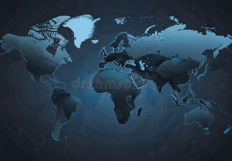 A Clean and Contemporary World Map Featuring Blue Vector Silhouettes of ...