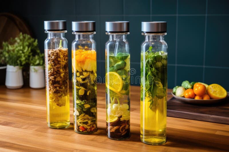 Clean Cooking Oil in Reusable Bottles Stock Illustration - Illustration ...