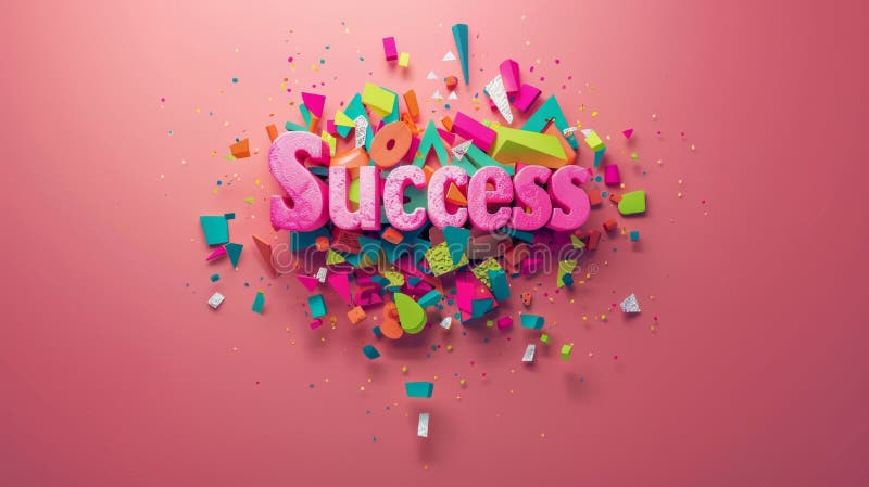 Clean Copy Space Featuring "Success" in Vibrant Typography. Stock ...