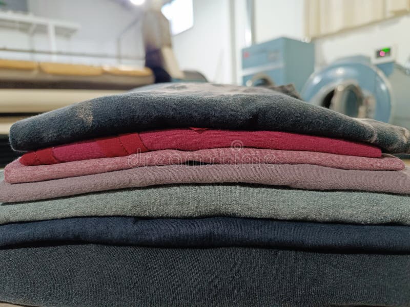 Clean Cotton Clothes Close Up in a Laundry Stock Image - Image of ...