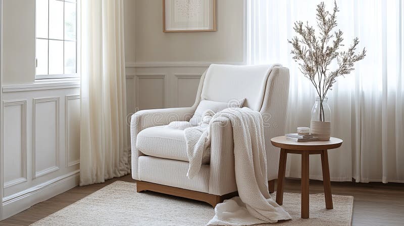 A Clean and Cozy Nursing Nook with a Comfortable Armchair and a Small ...