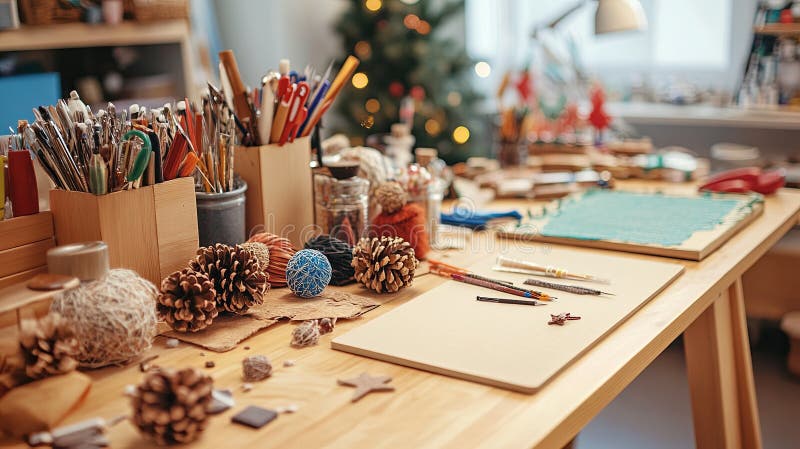 A Clean Craft Table Filled with Materials for Creating Handmade ...