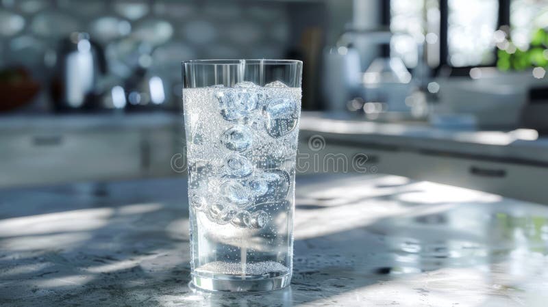 Clean and Crisp Presentation of a Glass of Sparkling Water Stock ...