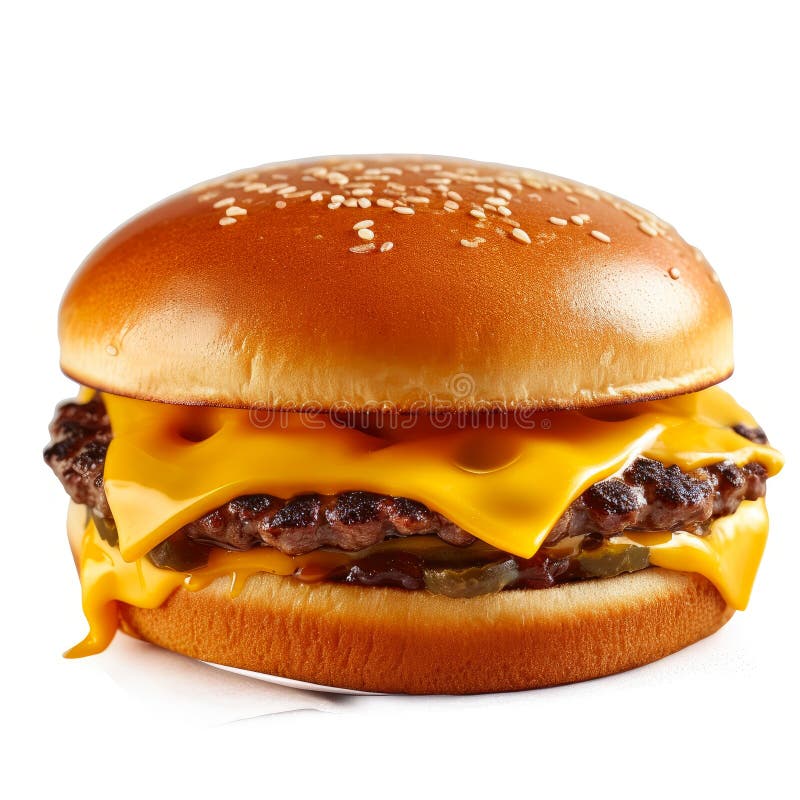 Clean-Cut Cheeseburger on White. Generative Ai. Stock Illustration ...